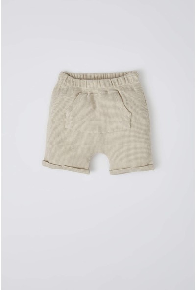 DeFacto Erkek Bebek Regular Fit Waffle Dokulu Esnek Belli Kanguru Cepli Şort W8004A222SM DeFacto Erkek Bebek Regular Fit Waffle Dokulu Esnek Belli Kanguru Cepli Şort W8004A222SM