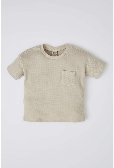 DeFacto Erkek Bebek Regular Fit Kısa Kollu Waffle Dokulu TIŞÖRT W7998A222SM