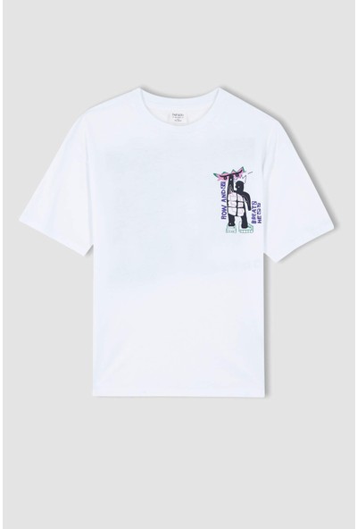DeFacto Erkek Çocuk Oversize Fit Sırt Baskılı Kısa Kollu Pamuklu Tişört X4087A622SP DeFacto Erkek Çocuk Oversize Fit Sırt Baskılı Kısa Kollu Pamuklu Tişört X4087A622SP