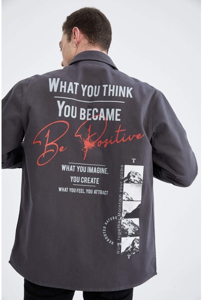 DeFacto Relax Fit Sırt Baskılı Jean Gömlek X0909AZ22SP