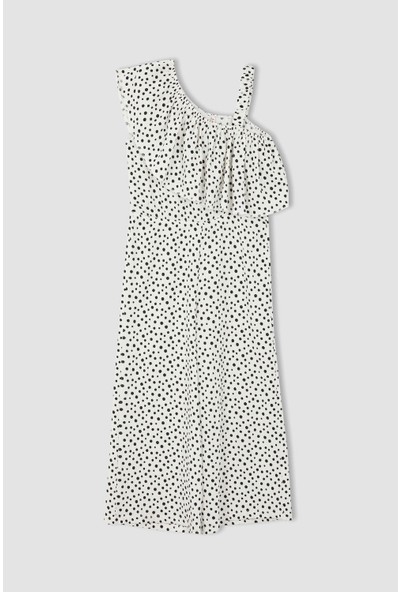 DeFacto Kız Çocuk Regular Fit Desenli Kolsuz Volanlı Uzun Tulum W7752A622SM