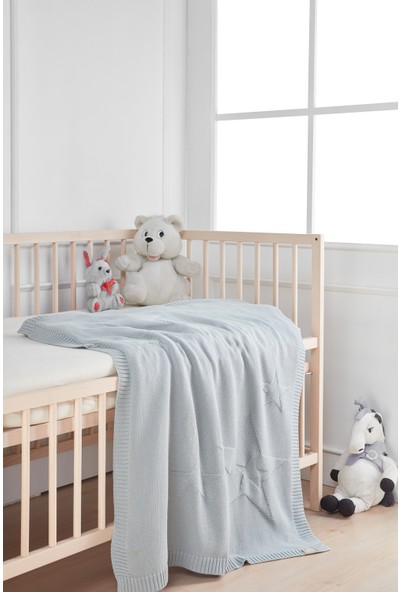 Joriens Triko Örgü Bebek Battaniyesi Yıldızlı Gri 75X90 cm Joriens Triko Örgü Bebek Battaniyesi Yıldızlı Gri 75X90 cm