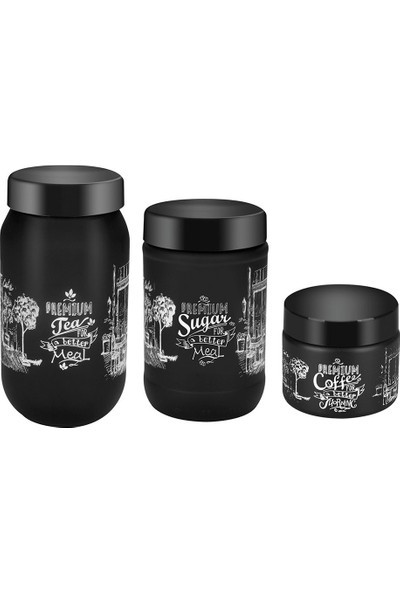 Sarina Cam 3'lü Black Touch Kavanoz Set