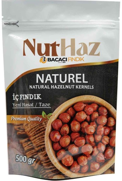 Nuthaz Naturel Çiğ Iç Fındık 500 gr Doypack Paket