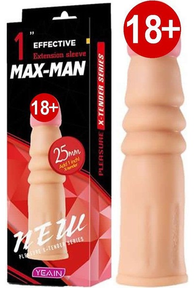 Agor Shop Yeain Max Man 2,5cm Uzatmalı Realistik Dokuda Boğumlu Penis Kılıfı