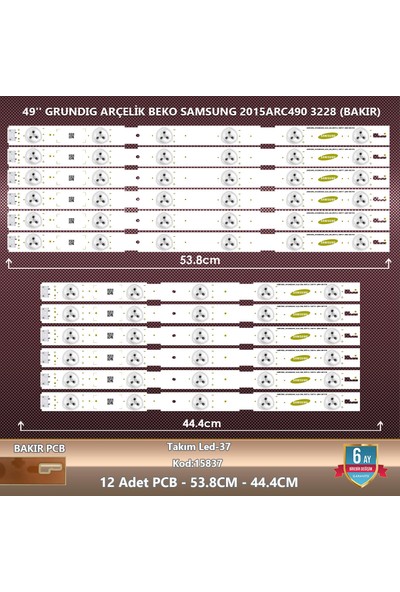 Samsung Çıkma Takım Led-37 (6X6PCB) 49 Grundıg Arçelik Beko Samsung 2015ARC490 3228