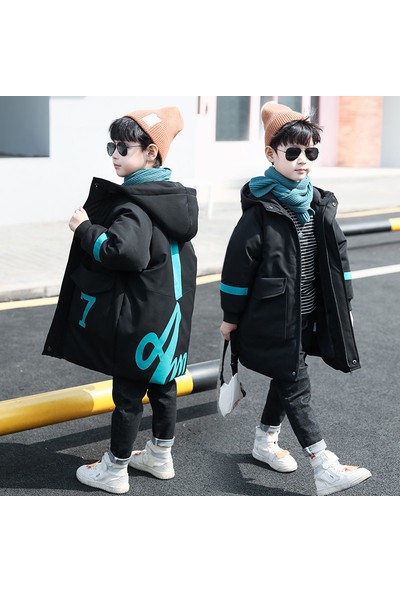 Heiqu Kışlık Polar Sıcak Tutan Uzun 3-4 Yaş Erkek Montu - Siyah (Yurt Dışından)