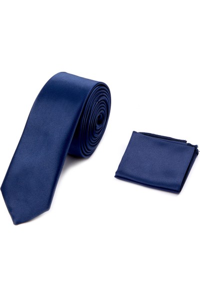 Hatemoğlu Lacivert Kravat Mendil Set
