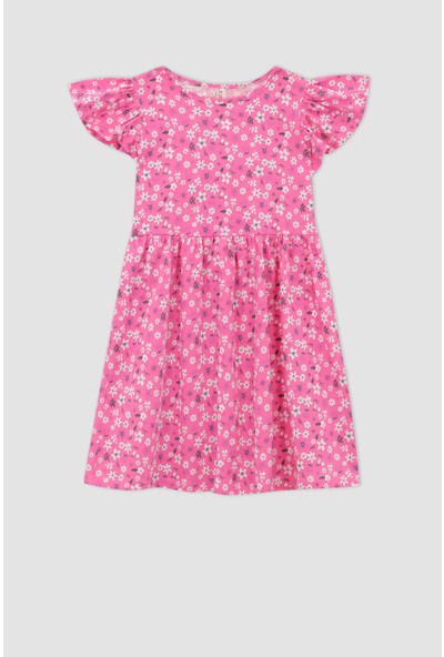 DeFacto Kız Çocuk Regular Fit Desenli Kısa Kollu Pamuklu Penye Yazlık Elbise W7746A622SM DeFacto Kız Çocuk Regular Fit Desenli Kısa Kollu Pamuklu Penye Yazlık Elbise W7746A622SM