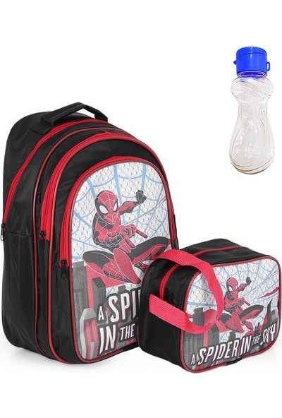 Masho Trend Siyah Kumaş Spiderman Çanta + Beslenme + Suluk - Okul Çantası - Örümcek Adam Çanta Masho Trend Siyah Kumaş Spiderman Çanta + Beslenme + Suluk - Okul Çantası - Örümcek Adam Çanta