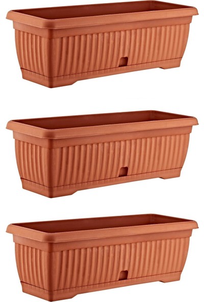 Botanik Uzun Saksı 6 L Toprak Rengi 3 Adet US310T Botanik Uzun Saksı 6 L Toprak Rengi 3 Adet US310T