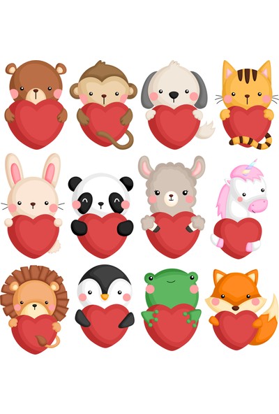 Tellgraf Kalp Tutan Hayvanlı Etiket (15X15 cm 2 Set)