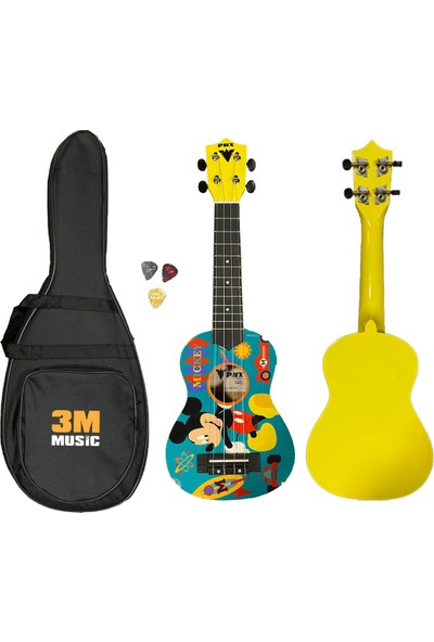 Soprano Ukulele Desenli Renkli Ukulele Lisanslı Çizgi Film Ukulele Sarı