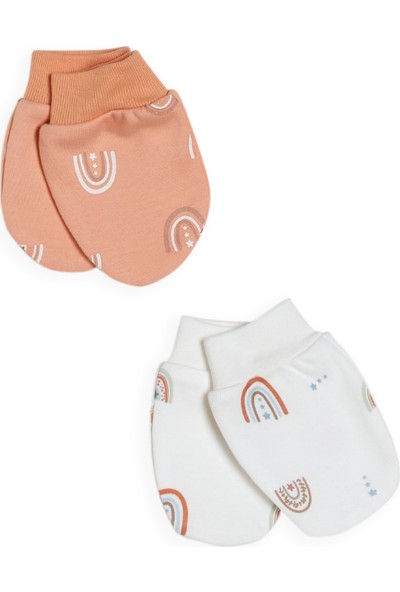 Biorganic Kız Bebek Happy Rainbow Desenli 2li Eldiven