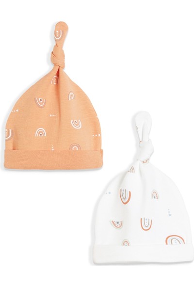 Biorganic Kız Bebek Happy Rainbow Desen 2li Şapka