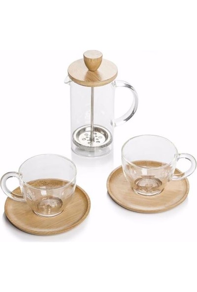 Bastonlu Cam French Press Fincan Seti 99009