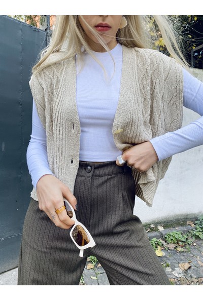 Retrobird Baharlık Brumel (Merserize) Yelek Kadın Bej