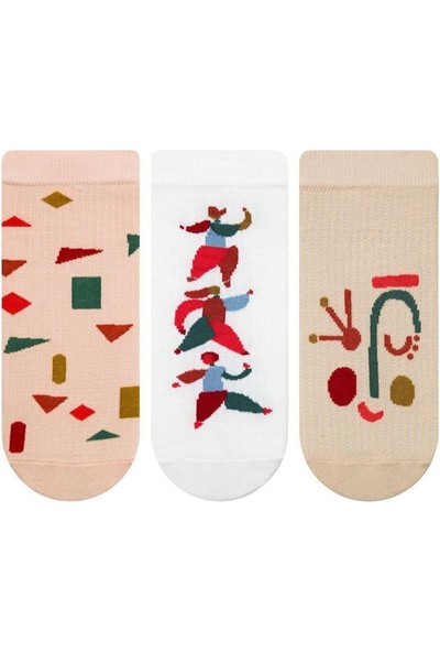 Semoor Şekil ve Figür Desen Kadın Patik Çorabı 3' Lü