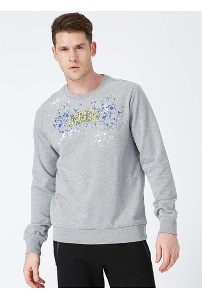 Aeropostale Bisiklet Yaka Baskılı Erkek - Gri