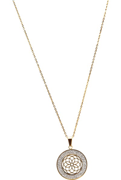 Descarat Aksesuar Simli Taş Gold Altın Kaplama Kolye