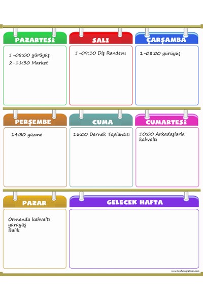 Yaz-Sil Haftalık Planlayıcı 80X100 cm