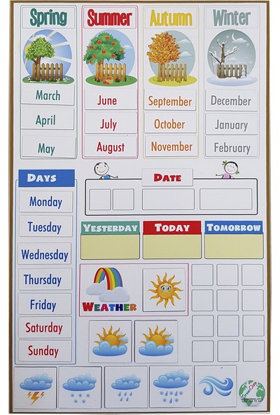 Mıknatıslı Çocuk Takvimi-Ingilizce