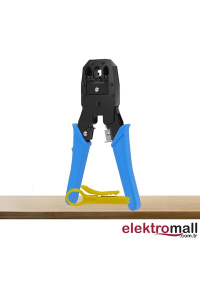 Elektromall RJ45 RJ11 Cat5 Sıkma Pensesi + Kablo Soyma Aparatı Elektromall RJ45 RJ11 Cat5 Sıkma Pensesi + Kablo Soyma Aparatı