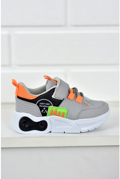 Stocon Kids Çocuk Spor Sneaker Ayakkabı Gri Turuncu STC137