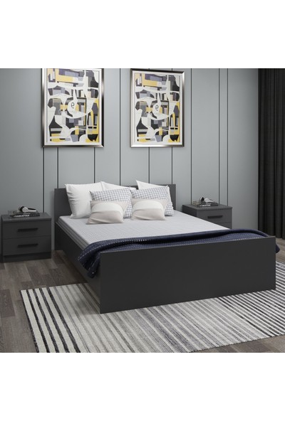 Minar Kale Çift Kişilik Karyola 160X200 Antrasit