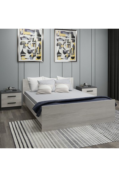 Minar Kale Çift Kişilik Karyola 160X200 Eskitme Beyaz Minar Kale Çift Kişilik Karyola 160X200 Eskitme Beyaz