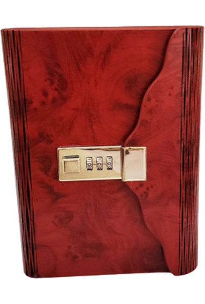 Tecimevi Ahşap Kapaklı Büyük Boy Şifreli Defter