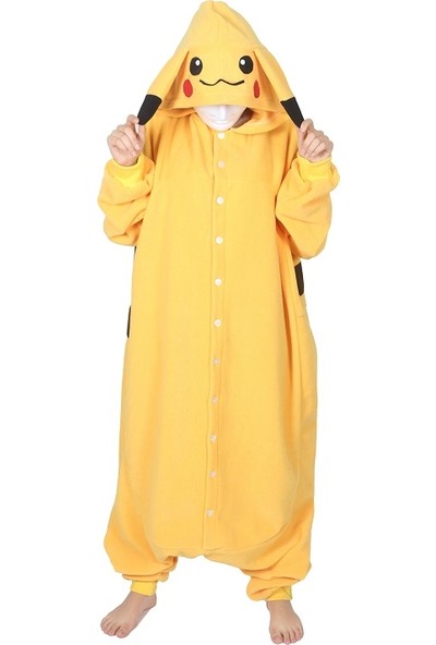 Yüsü Yetişkin Kigurumi Pikachu Kostümü Yüsü Yetişkin Kigurumi Pikachu Kostümü