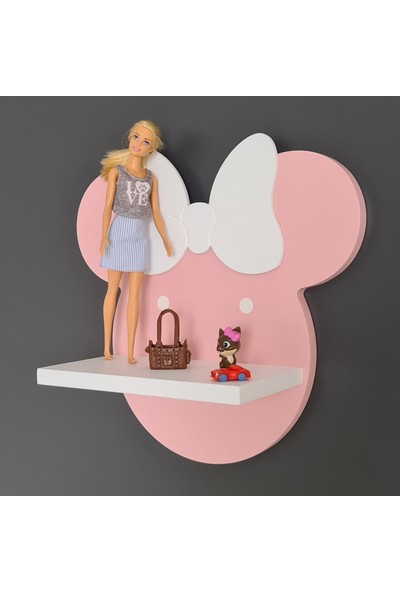 Famesmob Minnie Mouse Çocuk Odası Rafı Pembe-Beyaz