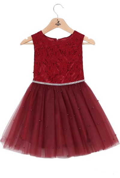 Masho Trend İncili Dantelli Kız Çocuk Abiye Mezuniyet Elbisesi