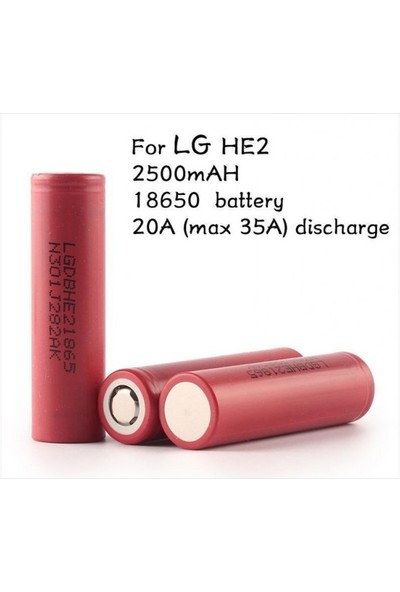 Lg He2 18650 2500 Mah 3.7-V--20A Li-Ion Şarj Edilebilir Pil