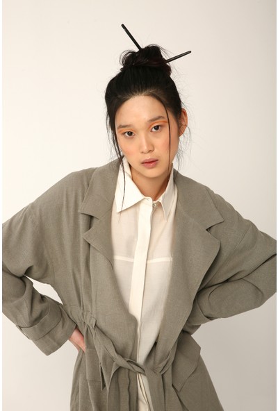 ALLDAY Kuşaklı Keten Ceket