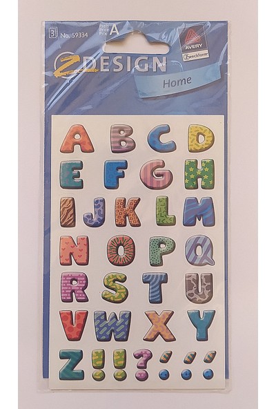 Avery Renkli Harf Sticker 1,5 cm 105 Parça (3 Yaprak)