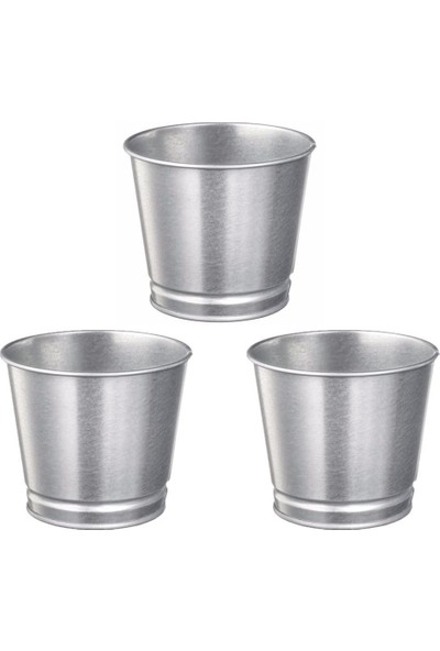 Zubizubi Ikea Bıntje Saksı 3 Adet Paslanmaz Çelik Bitki Saksısı Boyanabilir 9 cm