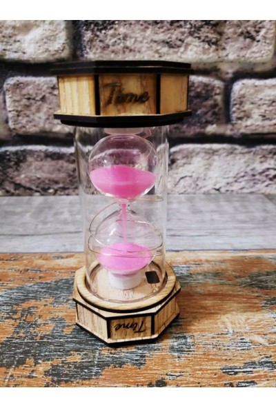 Ascellus Işıklı Dekoratif Ahşap Kum Saati - Pembe Ascellus Işıklı Dekoratif Ahşap Kum Saati - Pembe