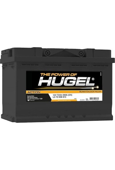 12 Volt 72 Amper Hugel Akü 2 Yıl Garantili