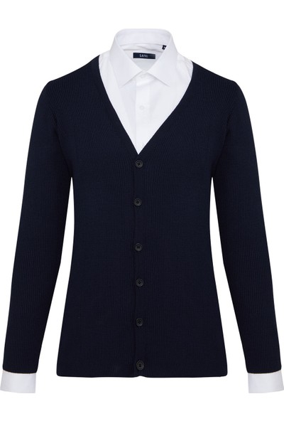 Hatemoğlu Lacivert V Yaka Regular Fit Yünlü Triko Hırka Hatemoğlu Lacivert V Yaka Regular Fit Yünlü Triko Hırka