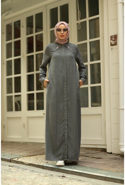 Neways Sivri Yaka Ferace Gri 6557 Neways Sivri Yaka Ferace Gri 6557