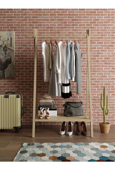 OLGUN Ahsap Elbise Askısı Dekoratif Açık Gardırop OLGUN Ahsap Elbise Askısı Dekoratif Açık Gardırop