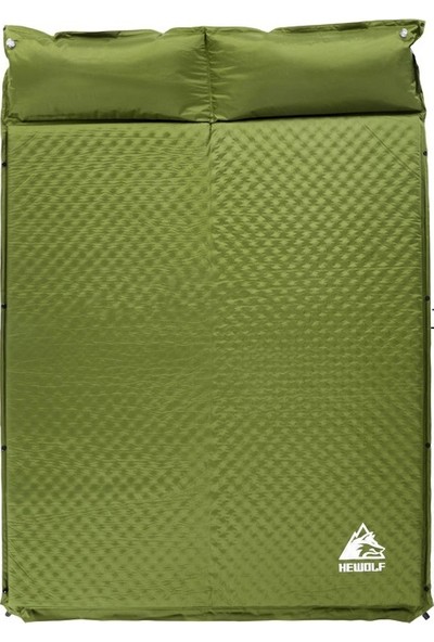 Hewolf 5cm Kalınlığında Çift Kişilik Şişme Kamp Yatağı - Koyu Yeşil (Yurt Dışından)