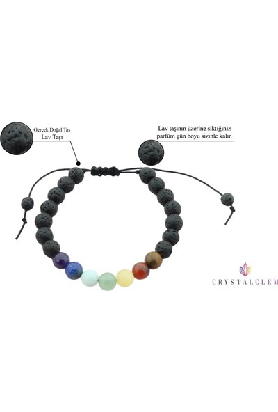 Crystalclem 7 Çakra Lav Doğaltaş Bileklik Crystalclem 7 Çakra Lav Doğaltaş Bileklik