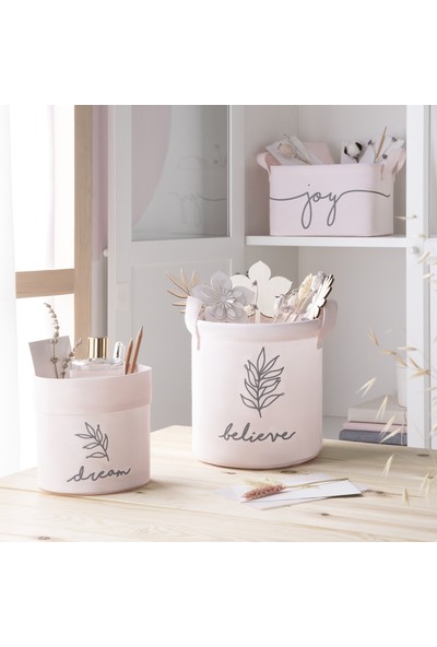 Ocean Home 3'lü Pembe Renk Baskılı Sepet Set Ocean Home 3'lü Pembe Renk Baskılı Sepet Set