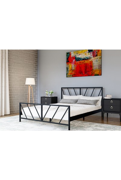 Metalia Gm 227 Gözde Siyah Çift Kişilik Karyola 160 x 200