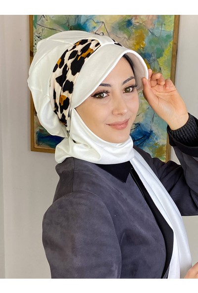 Yoisho Store Kırık Beyaz Atkılı Fularlı Tesettür Şapka