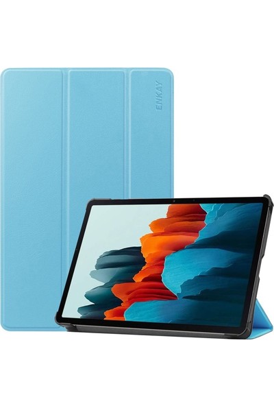 Hat-Prınce Galaxy Tab S7 11.0 Için Üçe Katlanır Kapaklı Pu Deri + Pc Stand Kapaklı Tablet Kılıfı - T870 / T875 (Yurt Dışından)