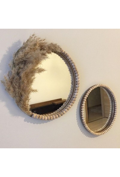 Hm Home Boncuk Ayna Bambu Kasnak Ayna Pampas Ayna Rafya Ayna Dekor Ayna